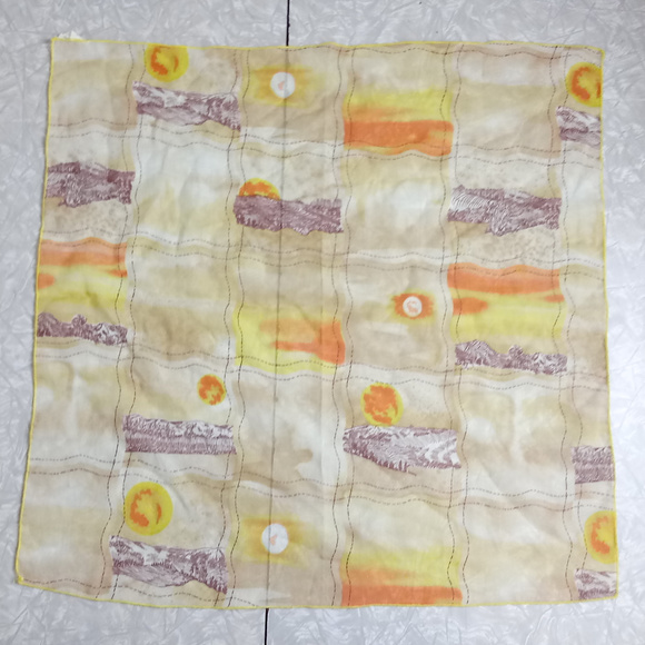 Vintage | Accessories | Vintage 7s 80s Sunny Scene Scarf | Poshmark